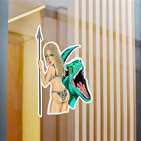Jurassic Jungle Girl Sexy Pinup Sticker Etsy