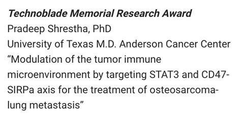 Techno Memorial — The Sarcoma Foundation Of America Has Named One Of