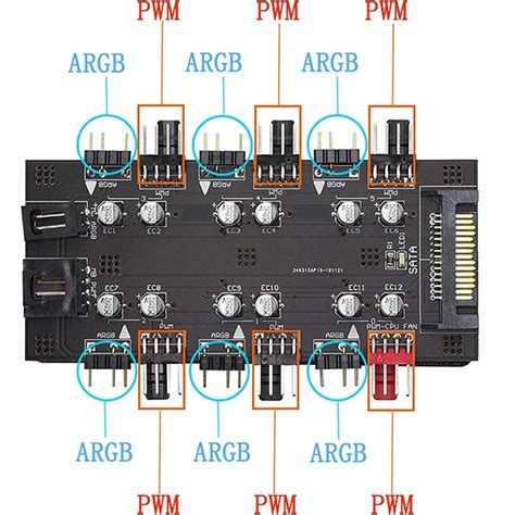 Controlador 12 V 4 Pines Pwm Y 5 V 3 Pines Argb Con Sata De 15