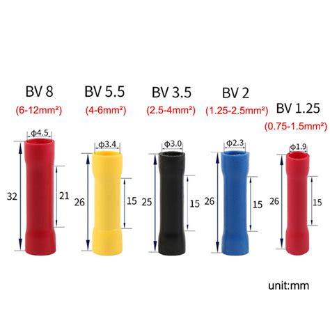 절연 압착 단자 전선 케이블 버트 커넥터 압착 단자 Bv125 Bv2 Bv25 Bv55 Bv8 075