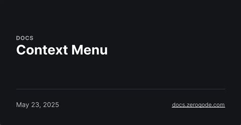 Context Menu Context Menu