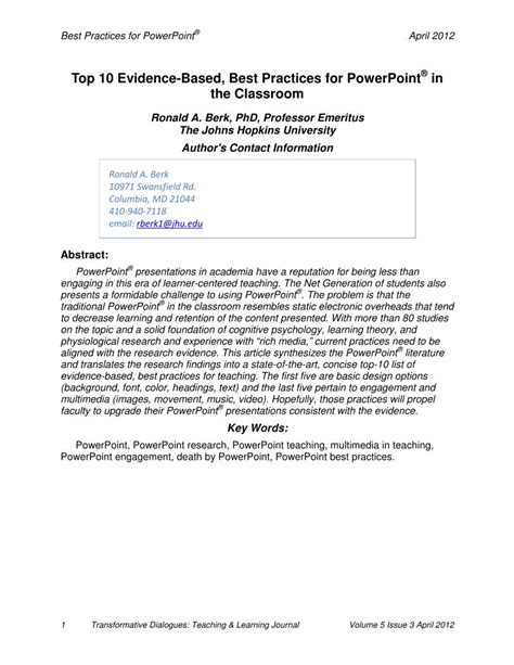 Pdf Top 10 Evidence Based Best Practices For Powerpoint Olmscte