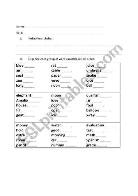 Alphabetical Order Worksheets For Preschool And Kindergarten K5
