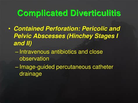 Ppt Management Of Colonic Diverticulitis Powerpoint Presentation Free Download Id 1405901
