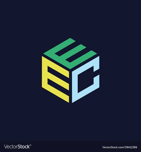 Initials Of The Letter Eec Hexagon Shape Vector Image