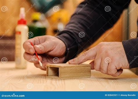 Carpenter Hands Glueing Wood Stock Image Image Of Holding Joiner