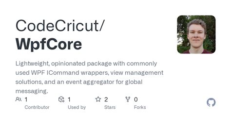 github codecricut wpfcore lightweight opinionated package with commonly used wpf icommand