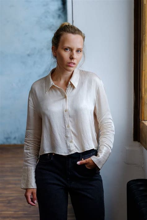 Young Female Blondie Posing Looking In To Camera Stock Image Image