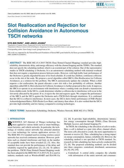 Pdf Slot Reallocation And Rejection For Collision Avoidance In Autonomous Tsch Networks
