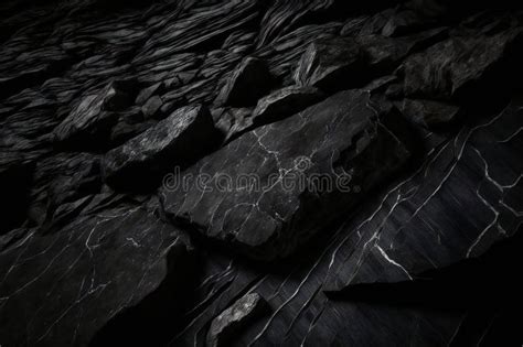 Horizontal Black Stone Texture For Pattern And Background Abstract