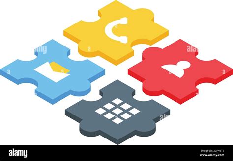 Api Puzzle Icon Isometric Vector Code Development Software