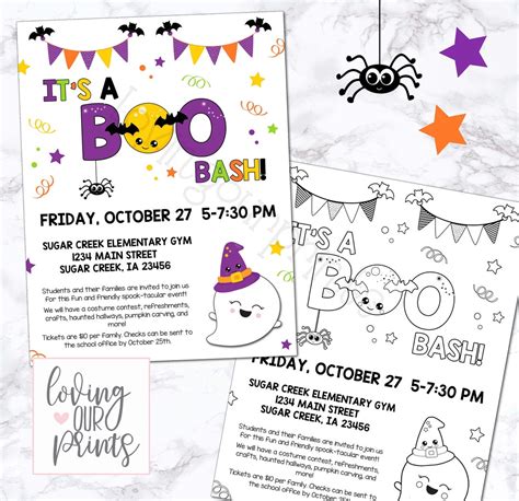 Editable Halloween Party Flyer Boo Bash Invite School Halloween Party Flyer Church Halloween