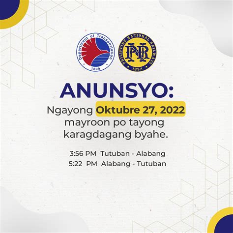 PNR GovPH On Twitter ANUNSYO Ngayon Oktubre Mayroon Po Tayong Karagdagang Biyahe
