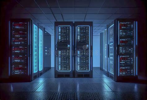 Connection Network In Servers And Storage Systems In Data Center Rooms Stock Illustration