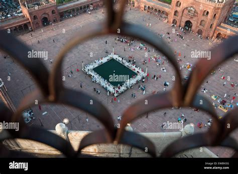 Ablution Pond At The Jama Masjid Mosque In Old Delhi India Seen From