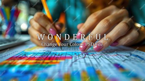 Closeup Of A Womans Hand Tracing A Chart With A Pencil Premium Ai Generated Psd