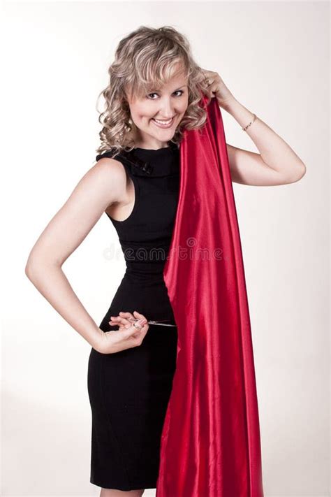 Woman Cuts Textile Stock Image Image Of Attractive Shears 20411627