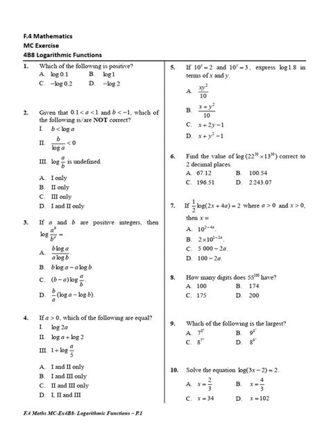 Log Mc Pdf Logarithm Discrete Mathematics