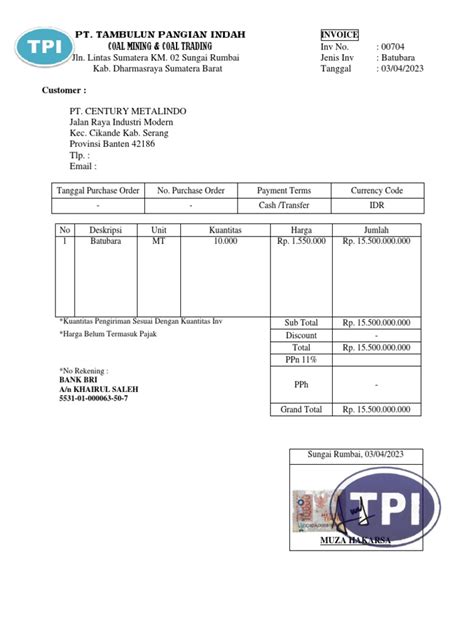 2023 04 03 Inv 704 Tpi Cmi Invoice Pemesanan Batubara Inv 704 Pdf