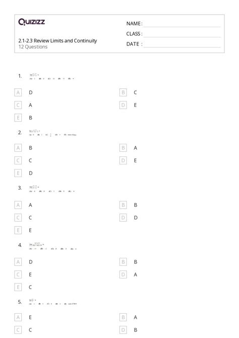 50 Limits And Continuity Worksheets On Quizizz Free And Printable