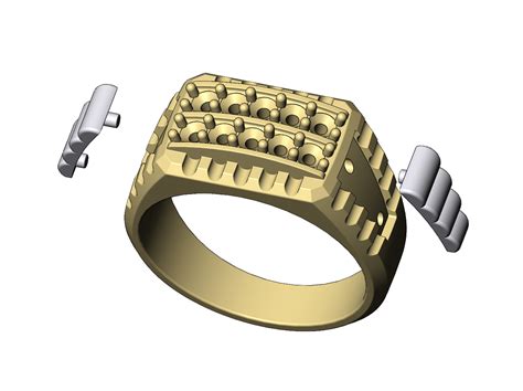 Stl File Double Row Diamond Round Top Presidential Link Inserts Ring D