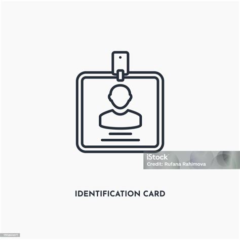 신분증 윤곽선 아이콘입니다 간단한 선형 요소 그림입니다 흰색 배경에 격리 된 라인 식별 카드 아이콘입니다 얇은 스트로크 기호는 웹 모바일 및 Ui에 사용할 수 있습니다 0
