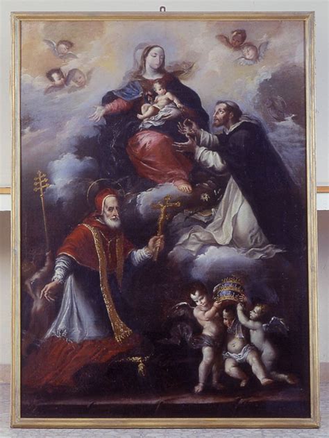 Crespi A L Sec XVIII Dipinto Madonna Del Rosario E Santi Madonna