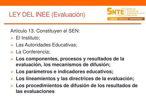 PPT LEY DEL INSTITUTO NACIONAL PARA LA EVALUACION DE LA EDUCACIÓN