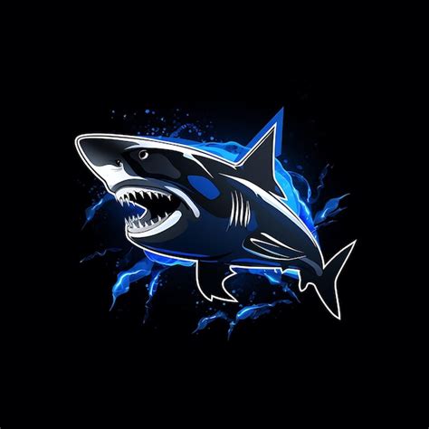 Premium Ai Image Neon Design Of Shark Logo Fierce With Sharp Teeth