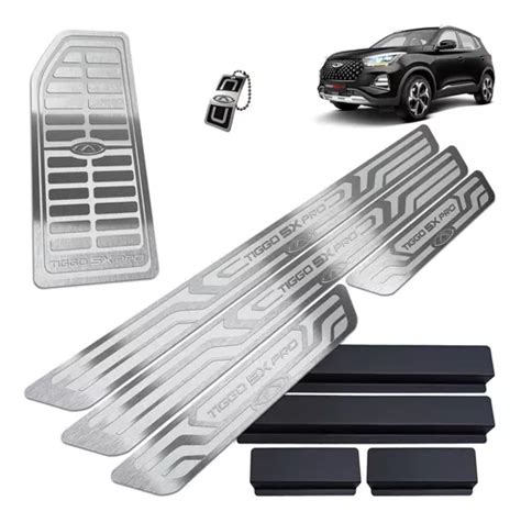 Soleiras Descanso De Pé Inox Escovado Tiggo 5x Pro Vinil