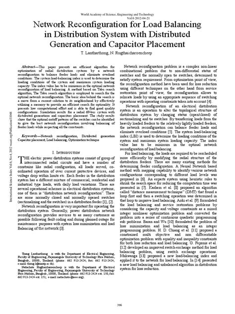 Network Reconfiguration For Load Balancing In Distribution System With Distributed Generation
