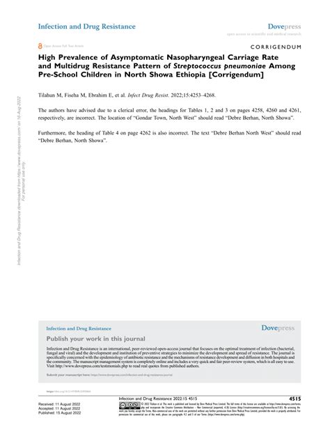 Pdf High Prevalence Of Asymptomatic Nasopharyngeal Carriage Rate And