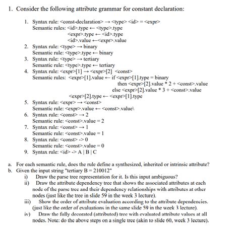 Solved Consider The Following Attribute Grammar For Chegg