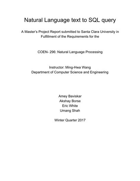Pdf Natural Language Text To Sql Query School Of Engineering Dokumentips