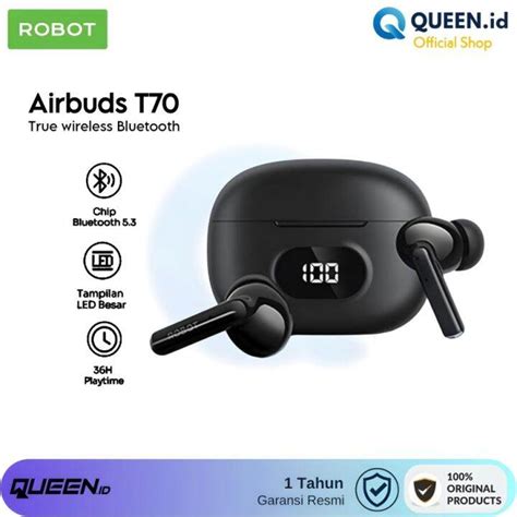 Robot T70 Tws True Wireless Earbuds Headset Bluetooth Airbuds Led 5 3 Lazada Indonesia