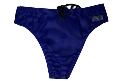 Blue Black Striped Mens Low Rise Swim Brief Mens Gem
