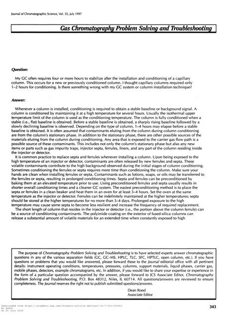 Gas Chromatography Problem Solving And Troubleshooting Pdf