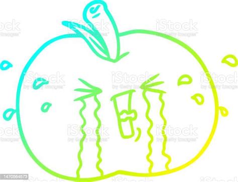 Dessin Au Trait Dégradé Froid Dune Pomme De Dessin Animé Pleurant