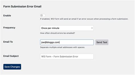 Send Submissions Error Email Notifications WS Form