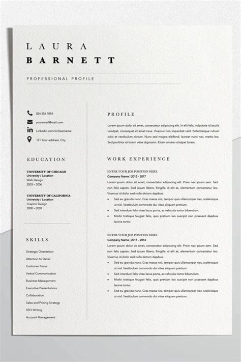 Easy Cv Template Resume Template Minimalist Professional Resume Layout