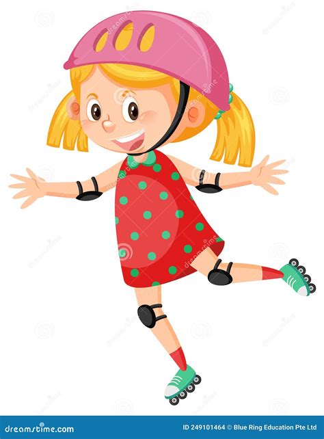 Cute Girl On Inline Skates Stock Vector Illustration Of Drawing 249101464