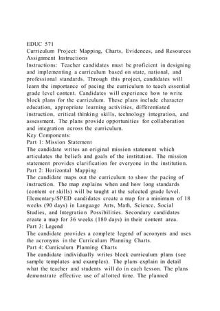 EDUC 571Curriculum Project Mapping Charts Evidences And Reso PDF