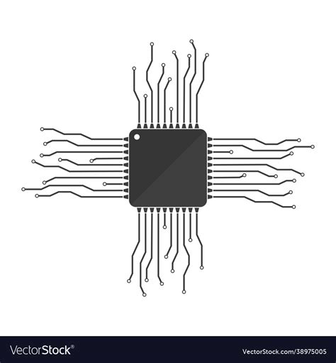 Cpu Icon Microchip Circuit Board Royalty Free Vector Image