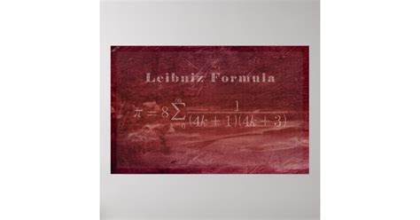 Leibniz Pi Formula Math Poster Zazzle