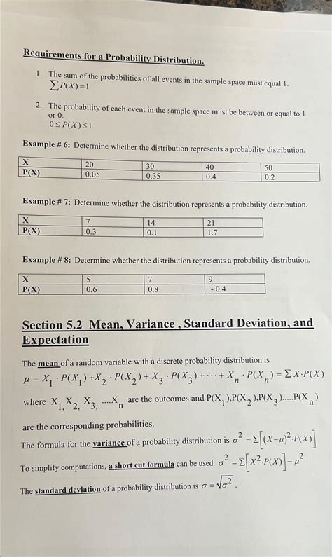 Solved Requirements For A Probability Distribution The Sum Chegg