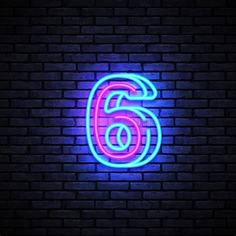 Number Six Symbol Neon Sign Vector Number Six Template Neon Icon