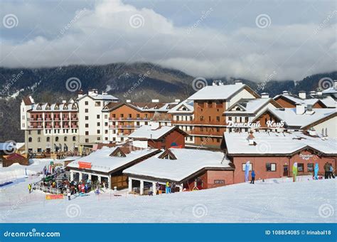 Rosa Khutor Sochi Russia January 26 2018 Olympic Village On Ski
