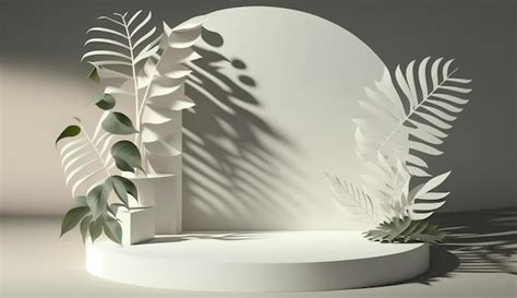 Premium AI Image 3D White Podium For Beauty Skincare Products Display Stand To Show Cosmetic