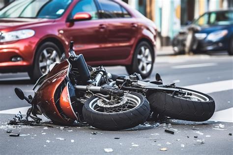 Premium Ai Image Car And Motorcycle Accident At The Intersection