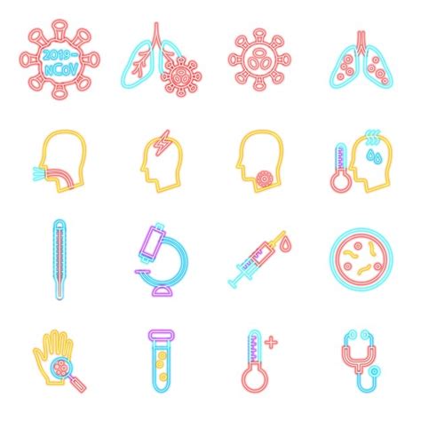 Premium Vector Coronavirus Neon Icons Isolated
